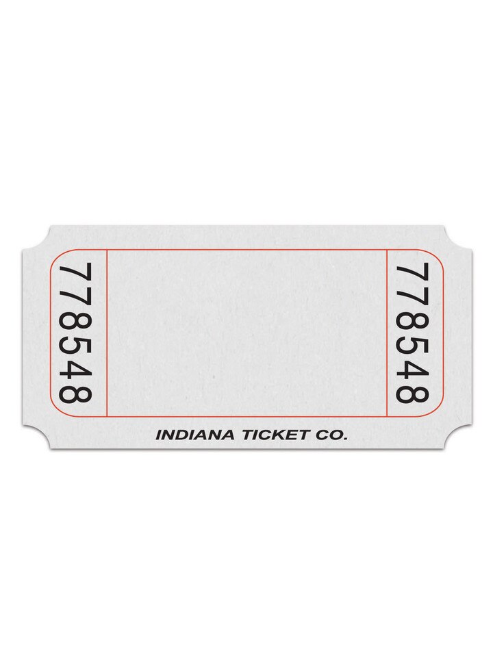 Single Row Blank Tickets White