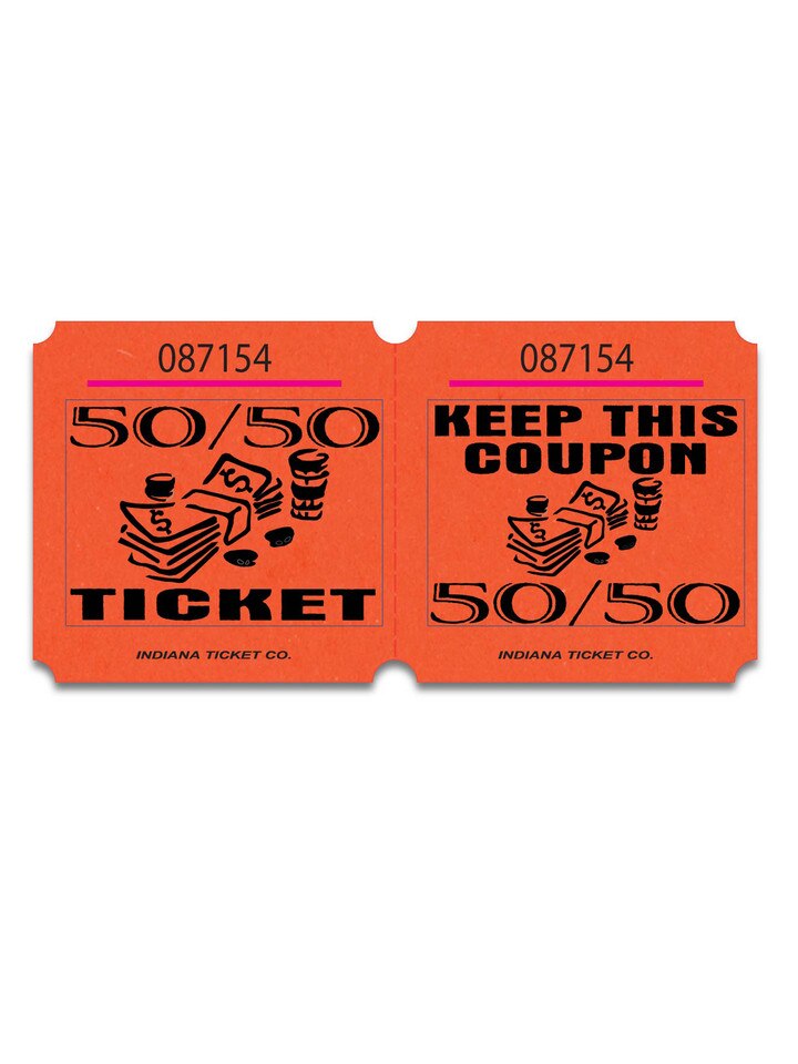 Double Marquee 50/50 Raffle Tickets Orange