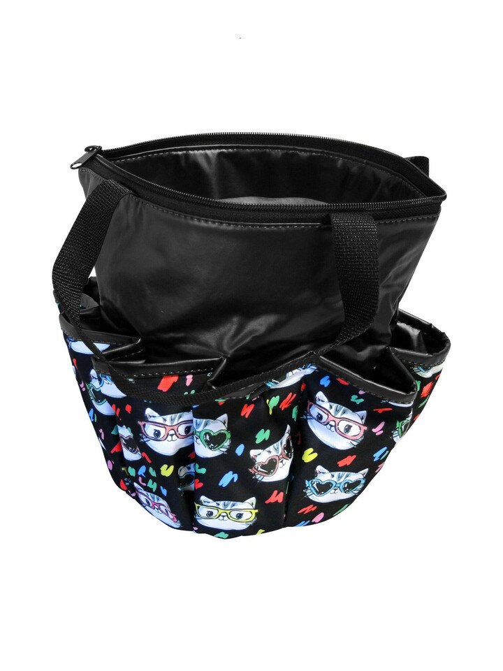 Bingo Bag Ten Pocket Tote Cats With Glasses